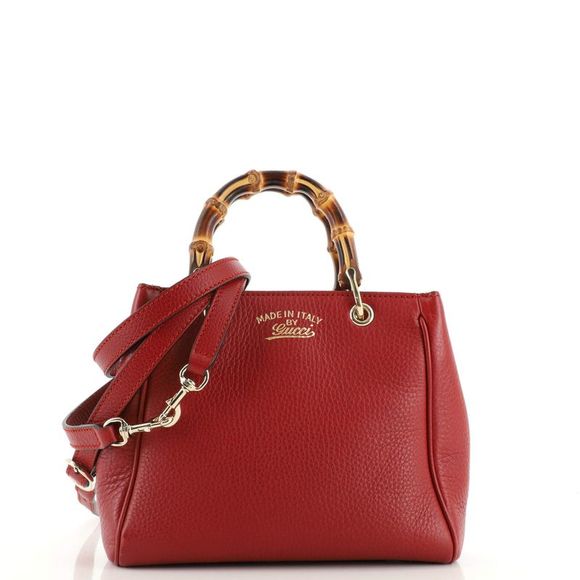 Gucci | Bags | Gucci Bamboo Shopper Tote Leather Mini Red | Poshmark